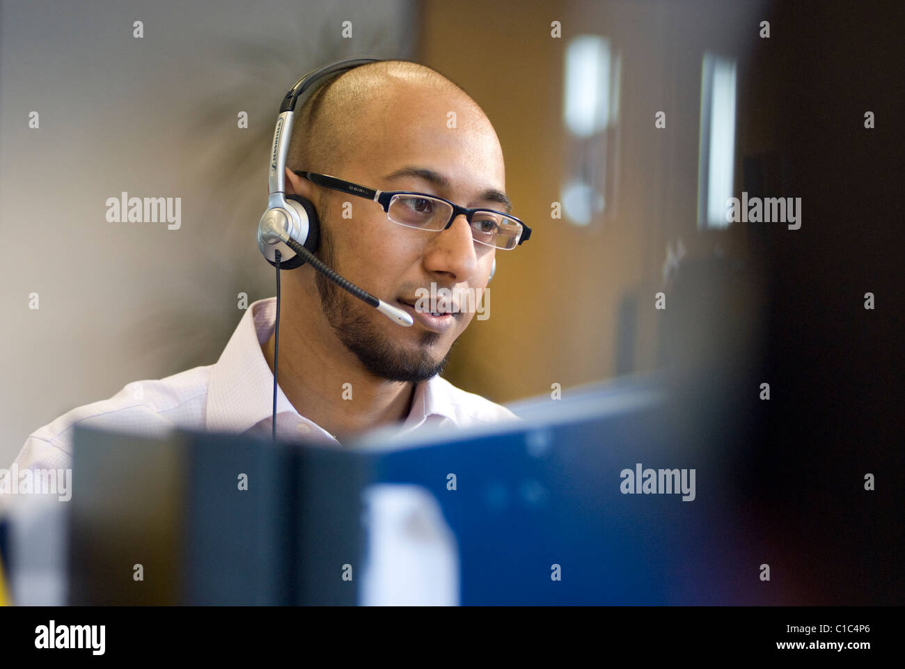 Call Centre Worker Stock Photo - Alamy