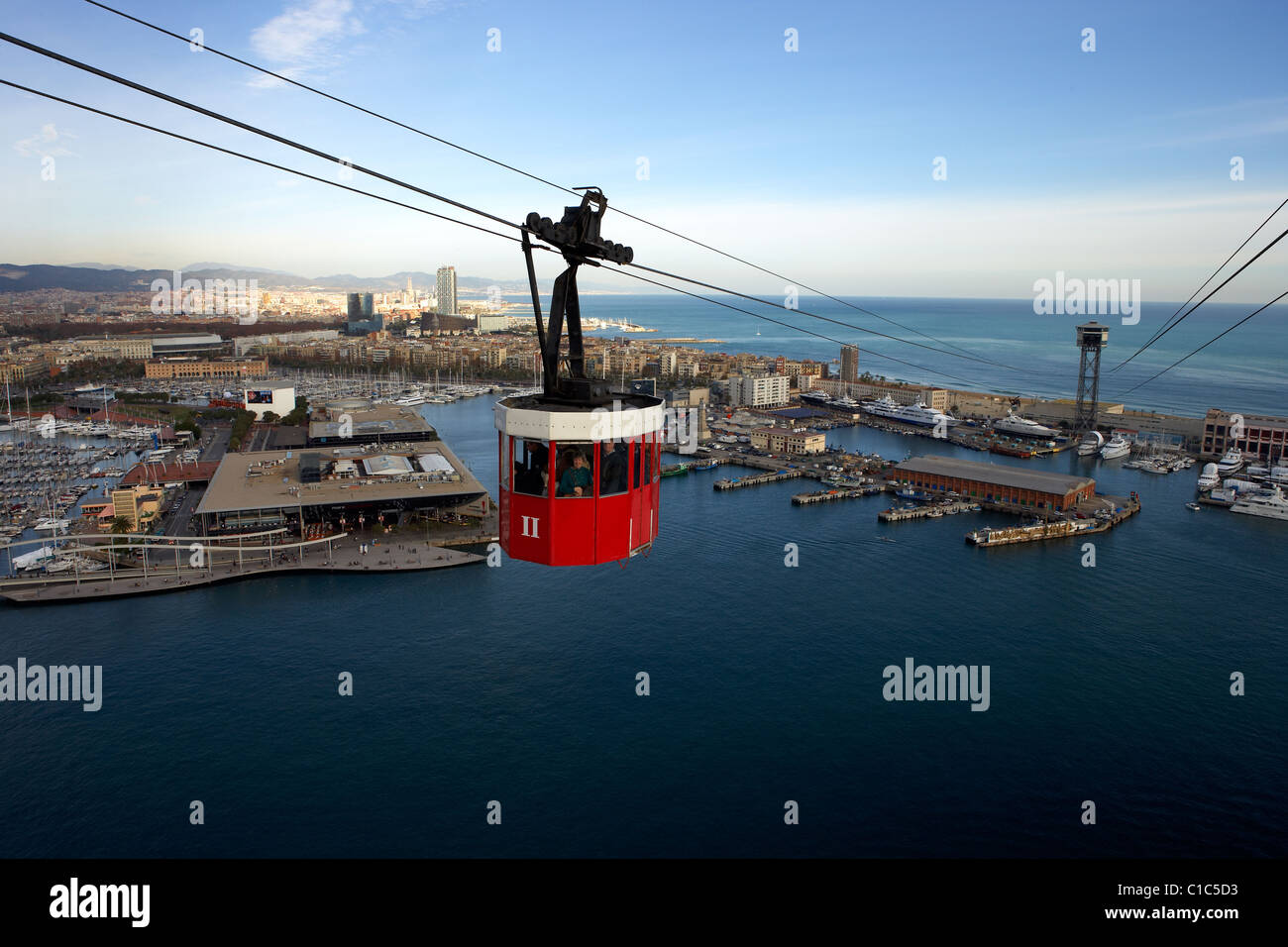 Cable car over the port. Barcelona. Catalonia. Spain Stock Photo - Alamy