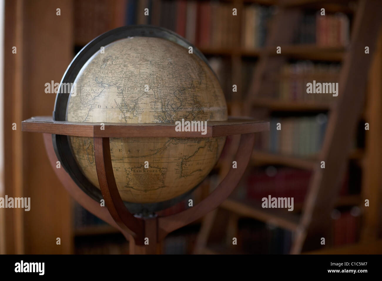 globe in old private library Stock Photo - Alamy
