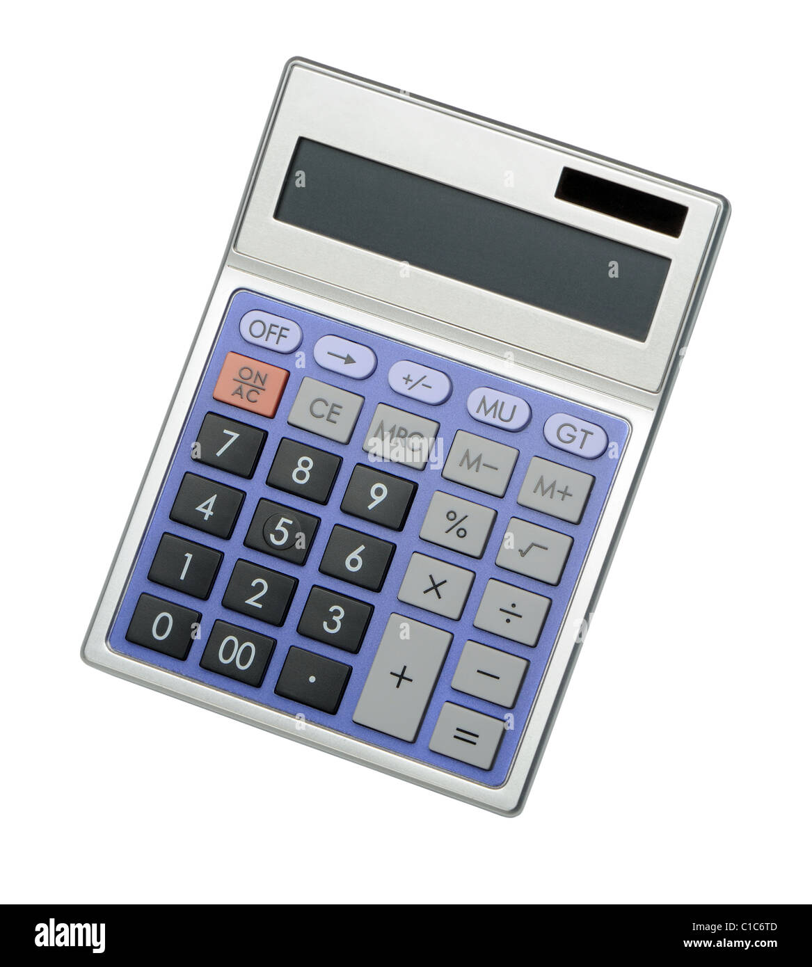 Modern electronic calculator. Isolated on white Stock Photo - Alamy