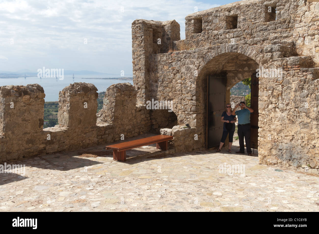 View of the castle entrance from inside the fortification Stock Photo ...