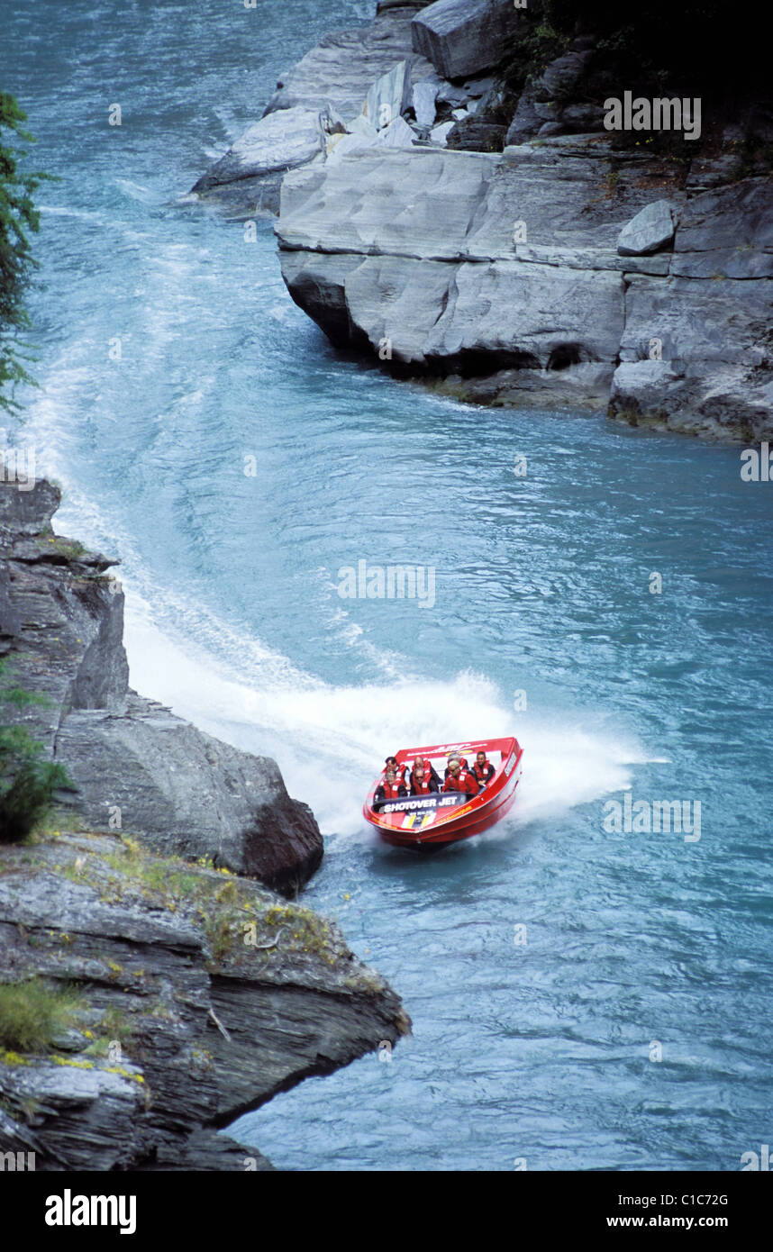 New Zealand, South Island, Jet Boat on the Shotover river in Queenstown ...