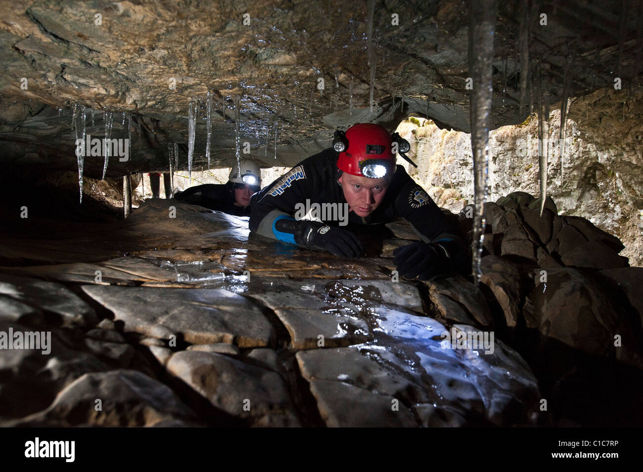 Potholing in caves near Ingleborough Stock Photo - Alamy