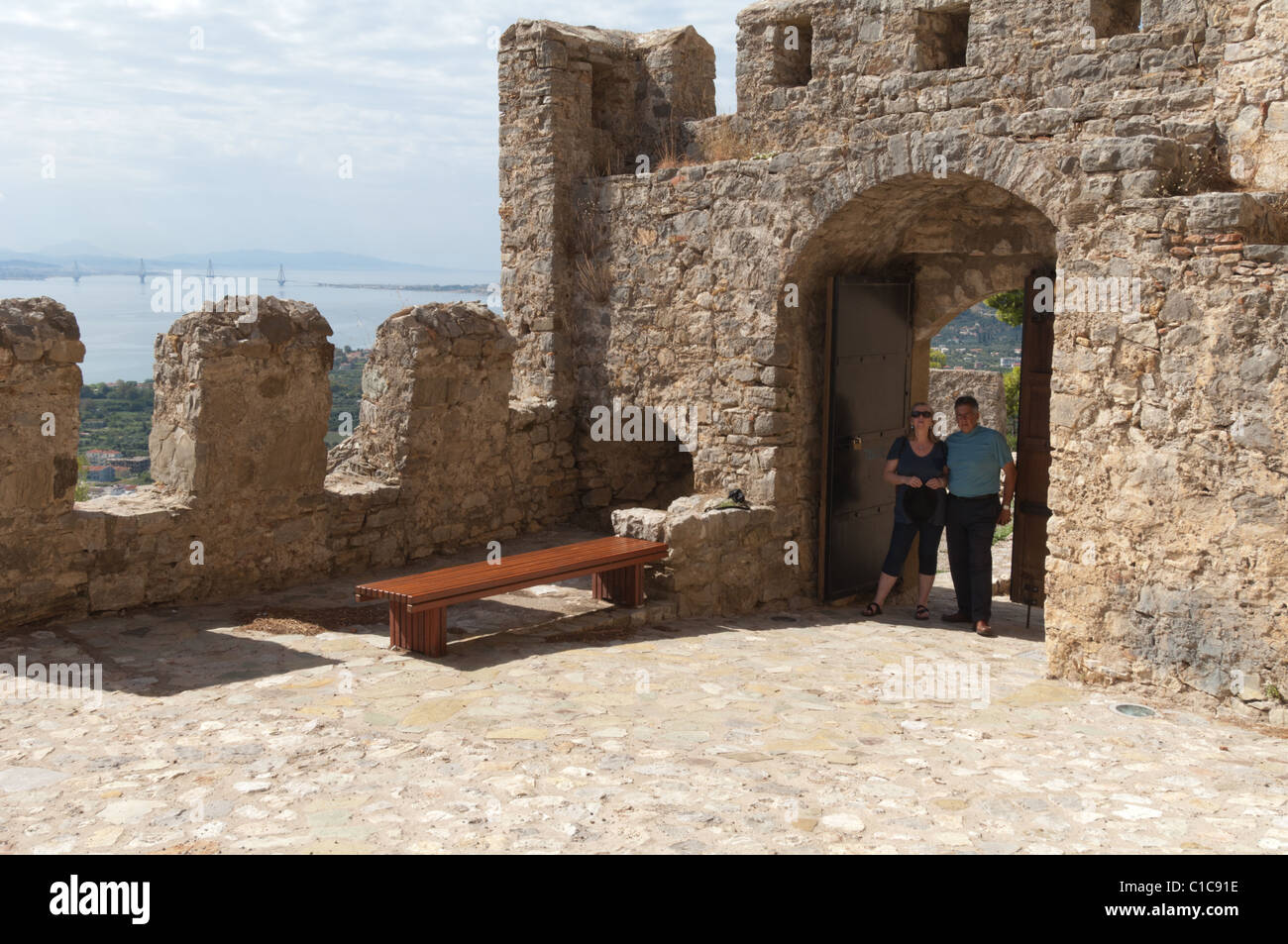 View of the castle entrance from inside the fortification Stock Photo ...