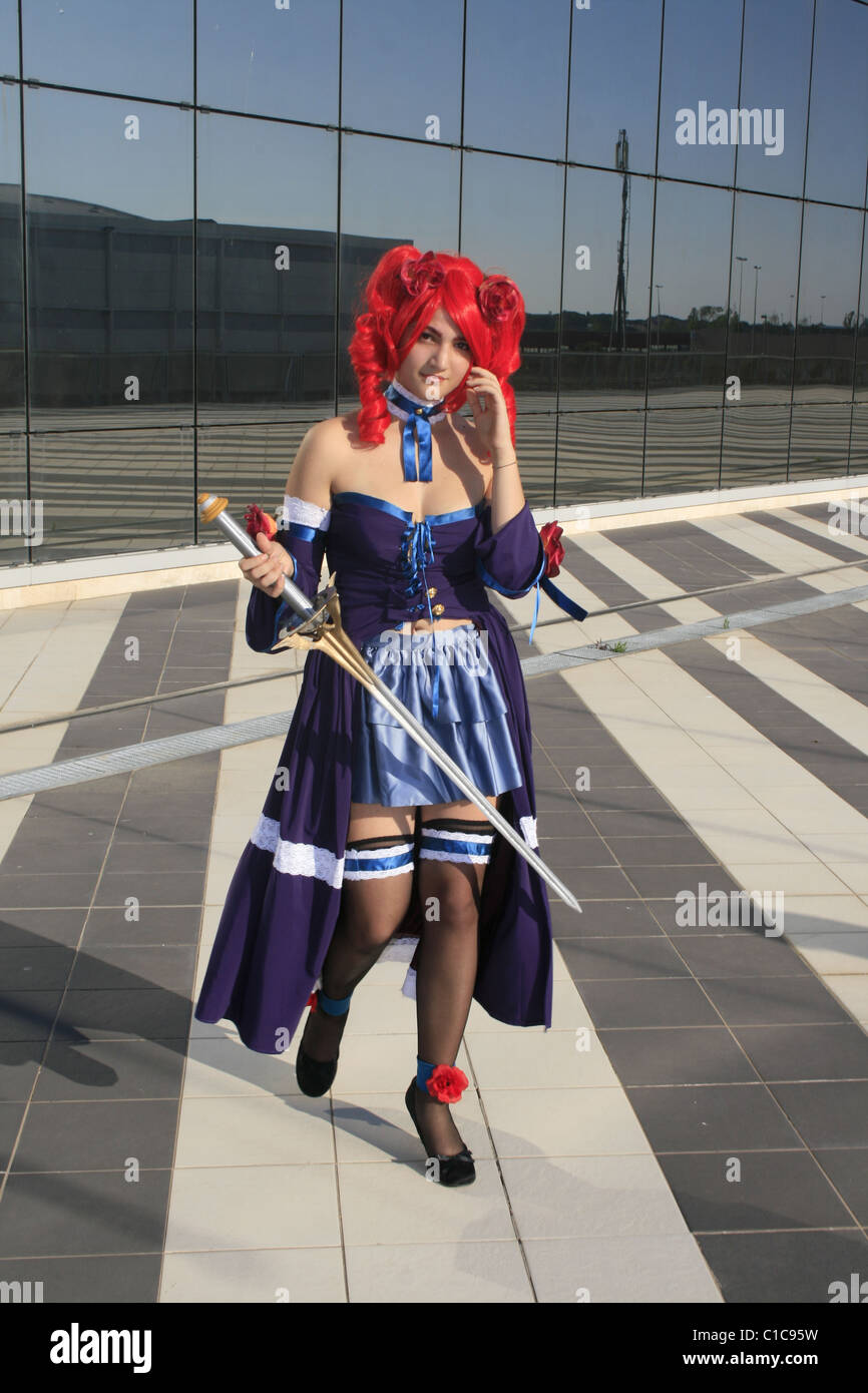 people dressed as cosplay characters at romics trade show in rome 2010 ...