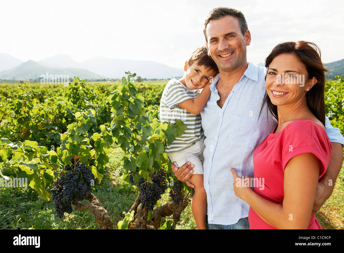 Family in a vineyard Stock Photo - Alamy