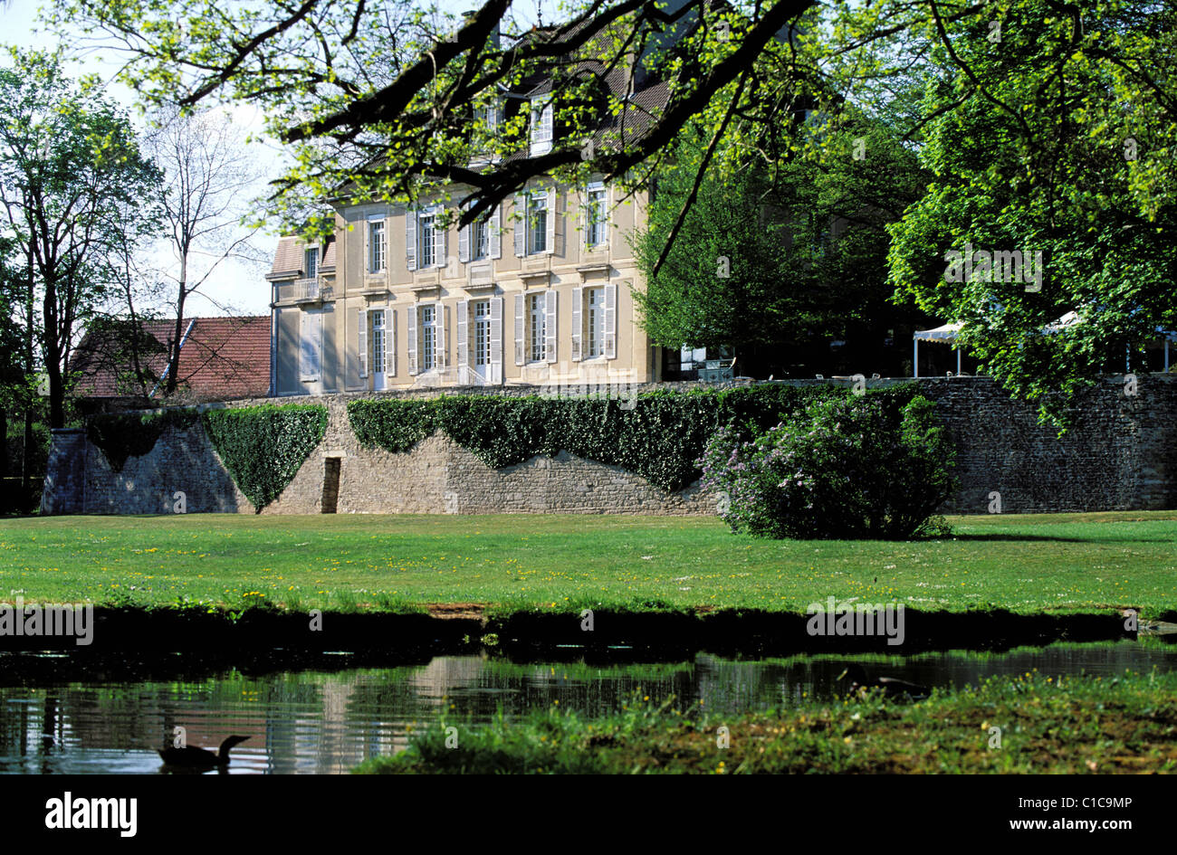 France, Haute Saone, village of Gray, castle of Rigny hotel with public ...