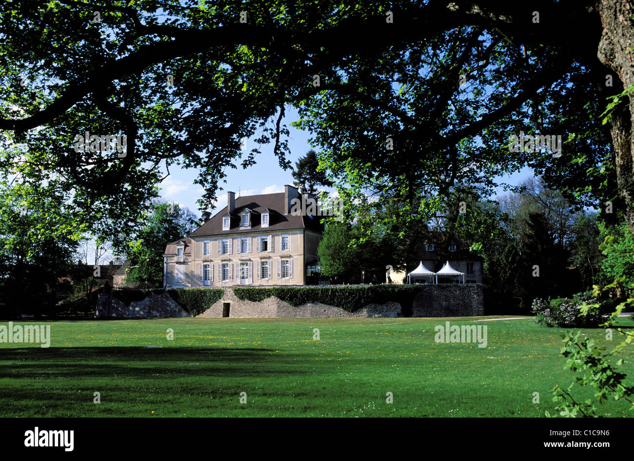 France, Haute Saone, village of Gray, castle of Rigny hotel with public ...