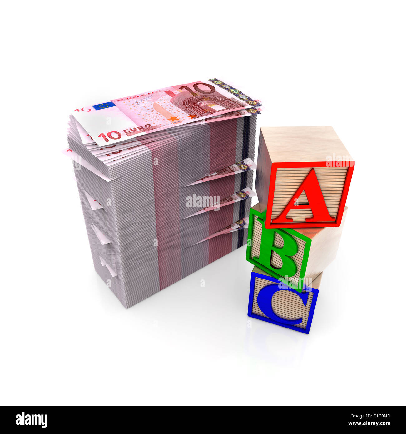 Education concept - learning about money with Ten Euro notes Stock ...