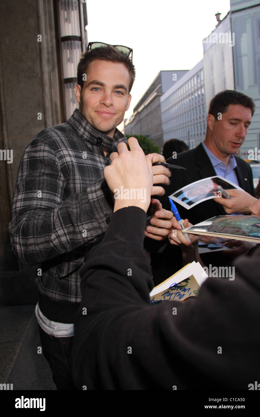 Chris Pine "Star Trek" cast arriving at Hotel de Rome the day before ...