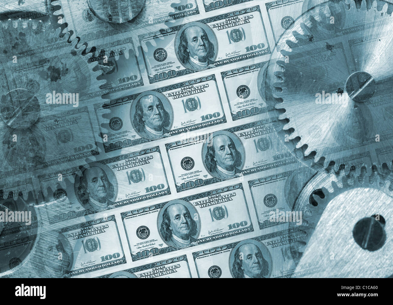 Background concept - Money power. Blue tone Stock Photo - Alamy