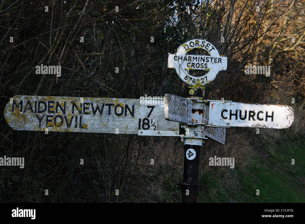 A traditional finger post at Charminster Cross Dorset UK Stock Photo ...