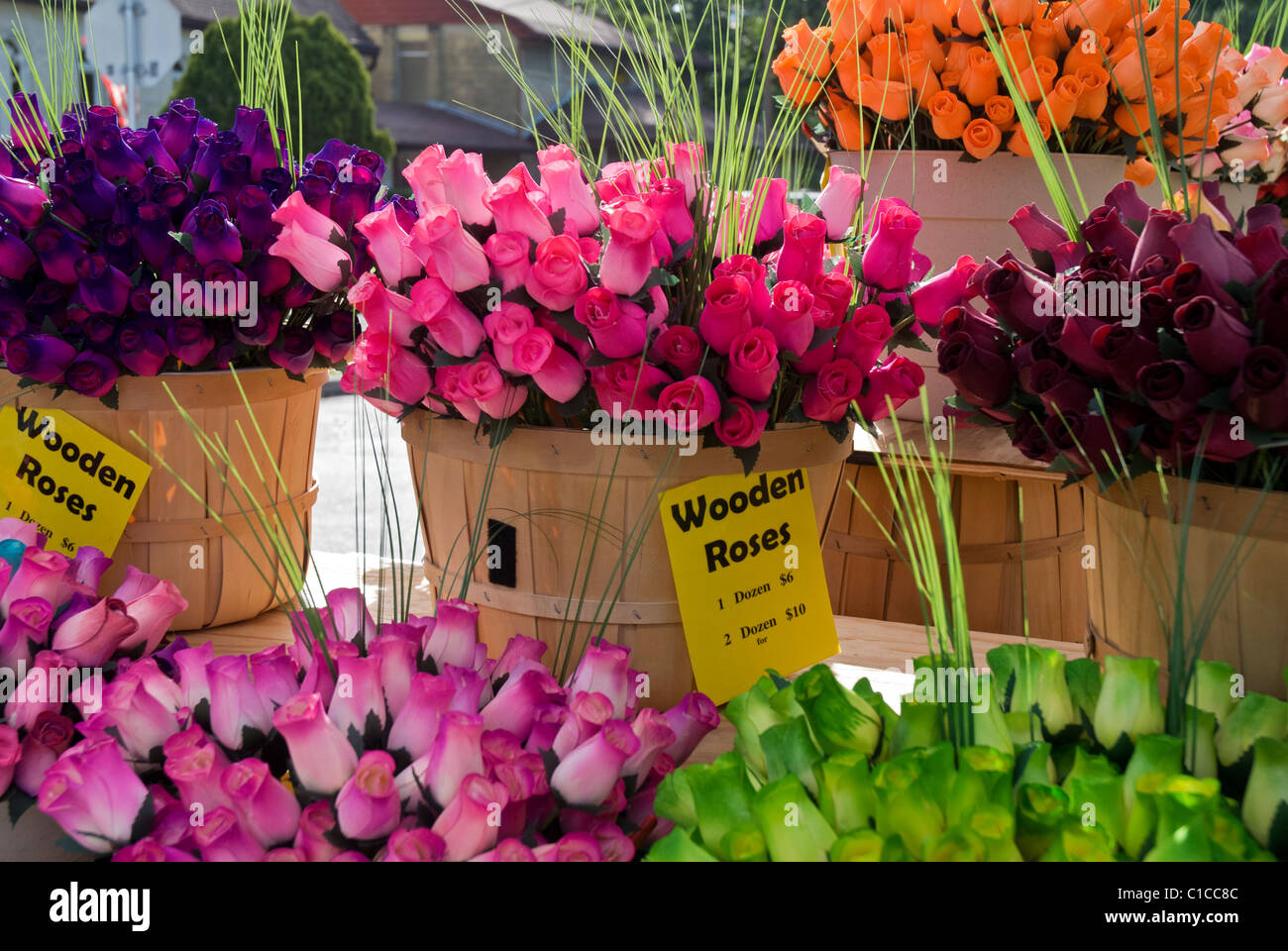 artificial wooden roses for sale at arts and crafts festival High ...