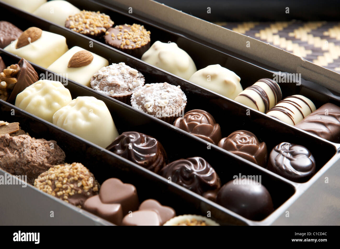 Selection of delicious hand made luxury chocolates Stock Photo - Alamy