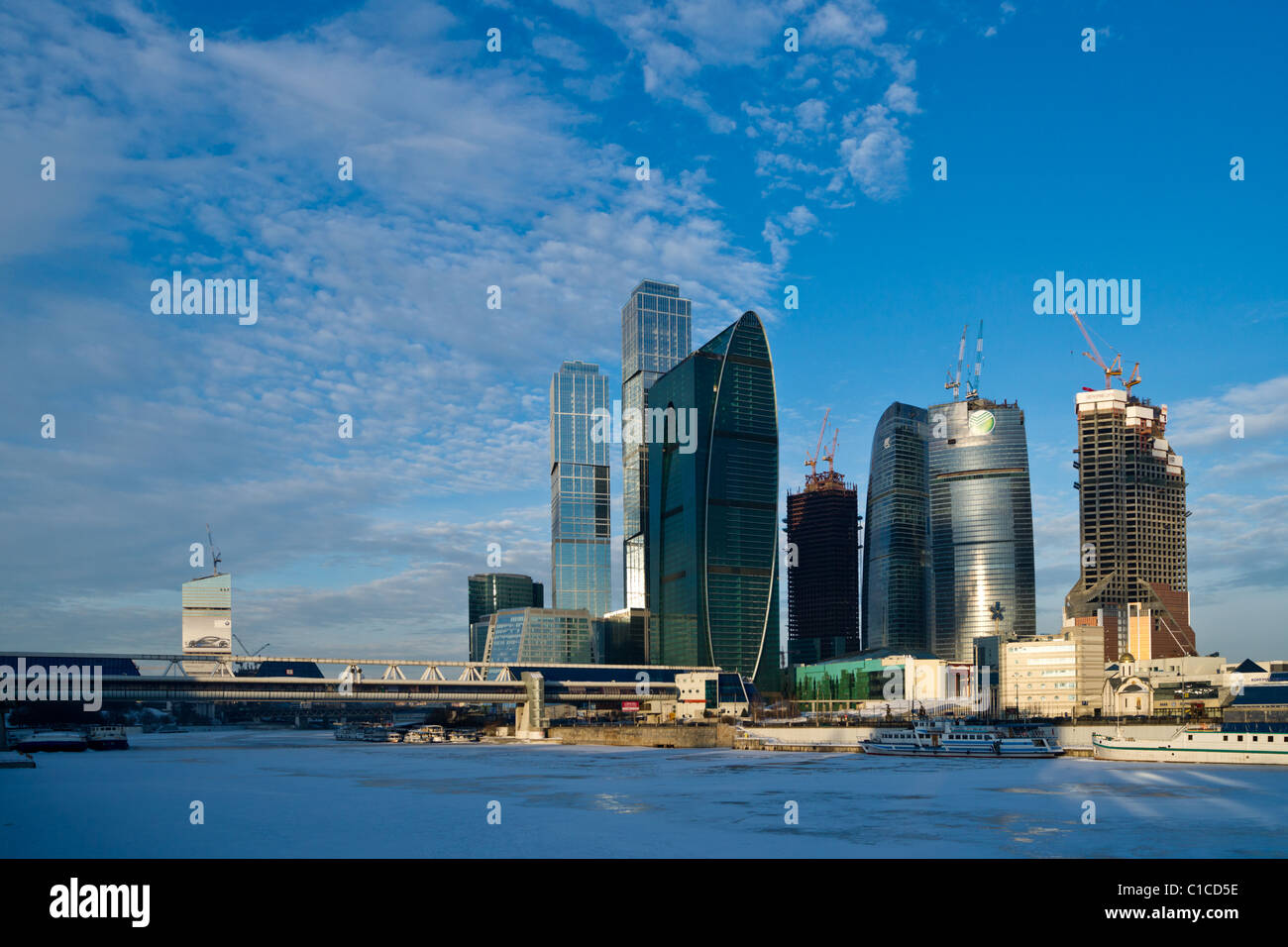 Towers of Moscow International Business Center in winter morning Stock ...