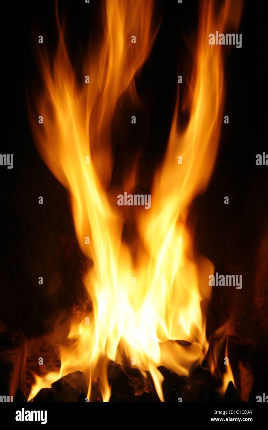 coal fire in living room Stock Photo - Alamy