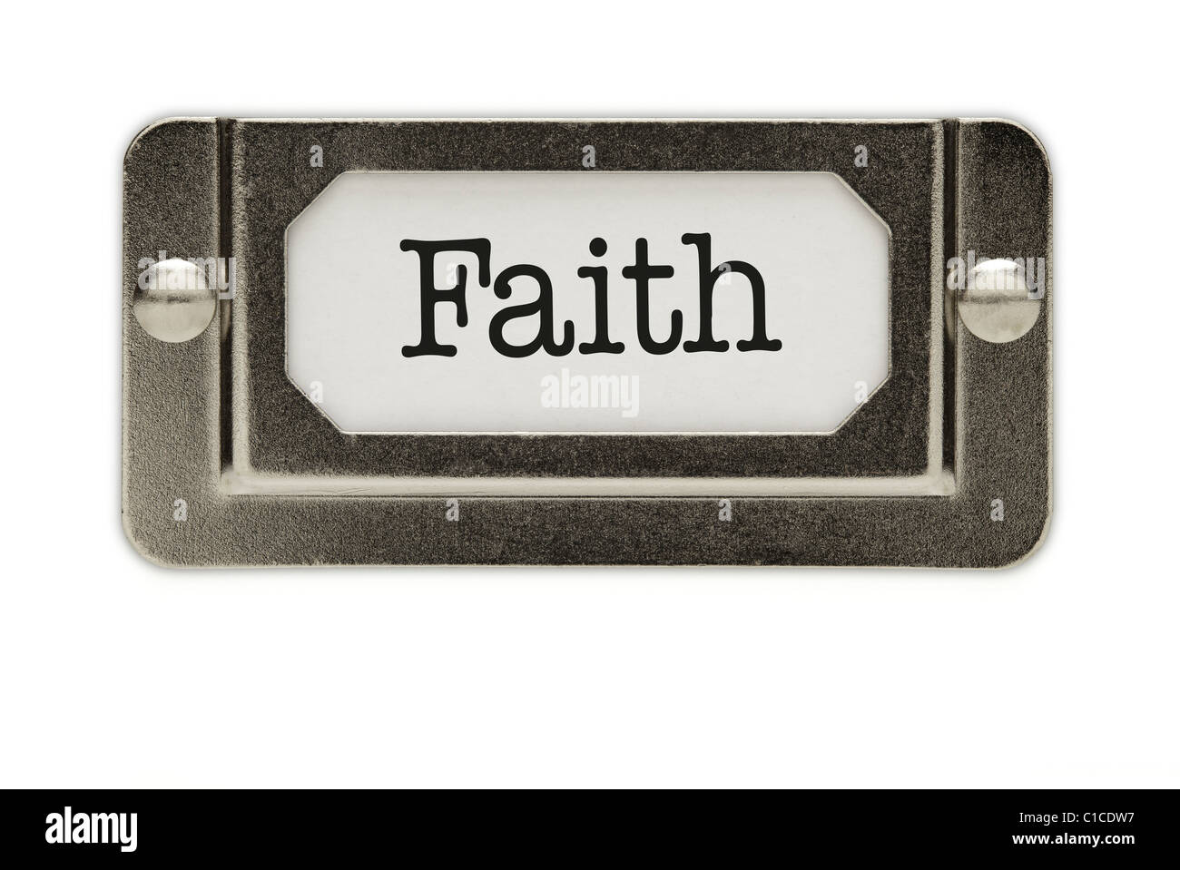 Faith File Drawer Label Isolated on a White Background Stock Photo - Alamy