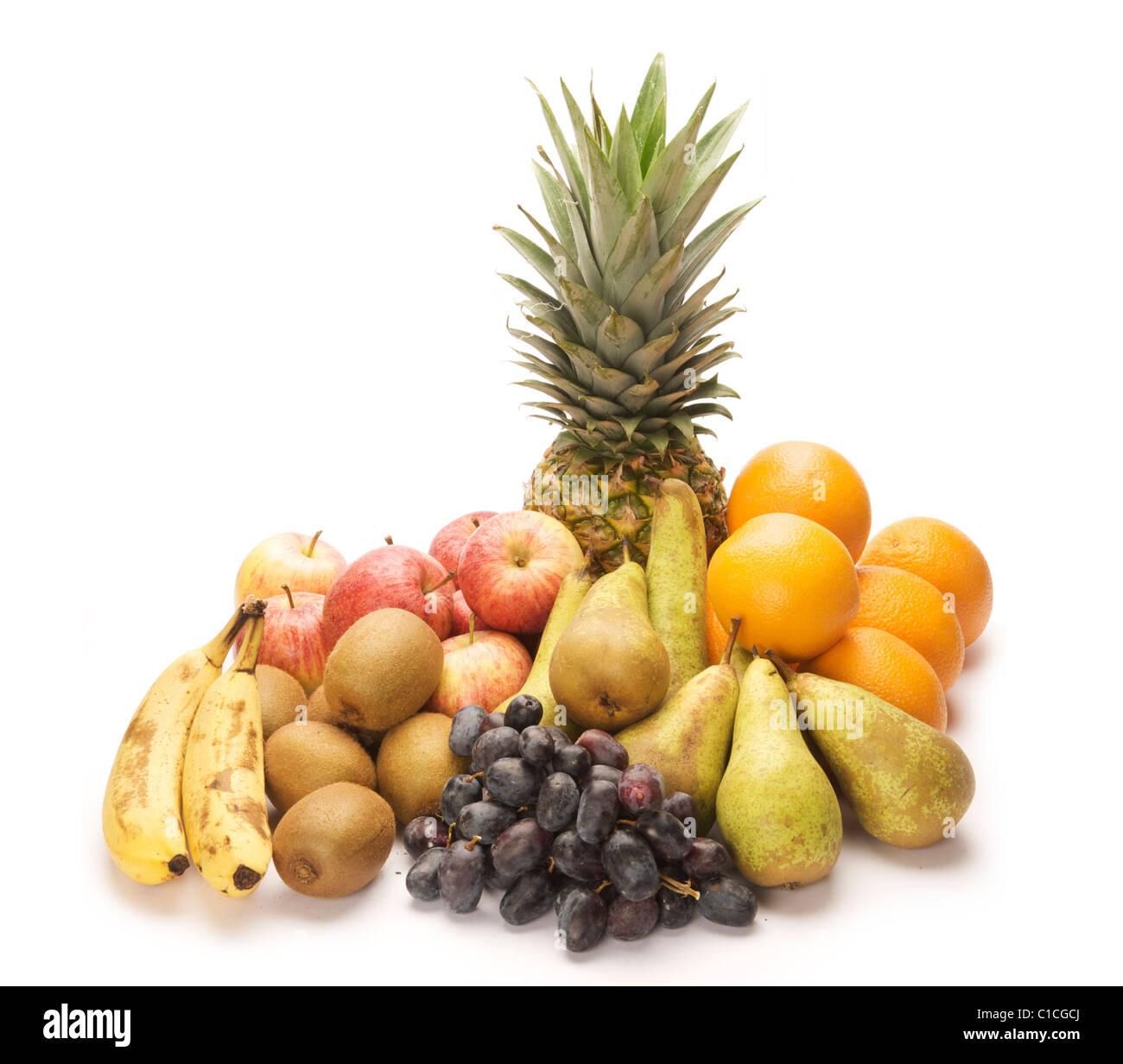 Large display of fruit on a isolated white background Stock Photo - Alamy