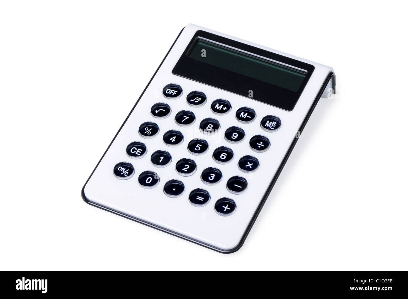 Modern electronic calculator. Isolated on white Stock Photo - Alamy