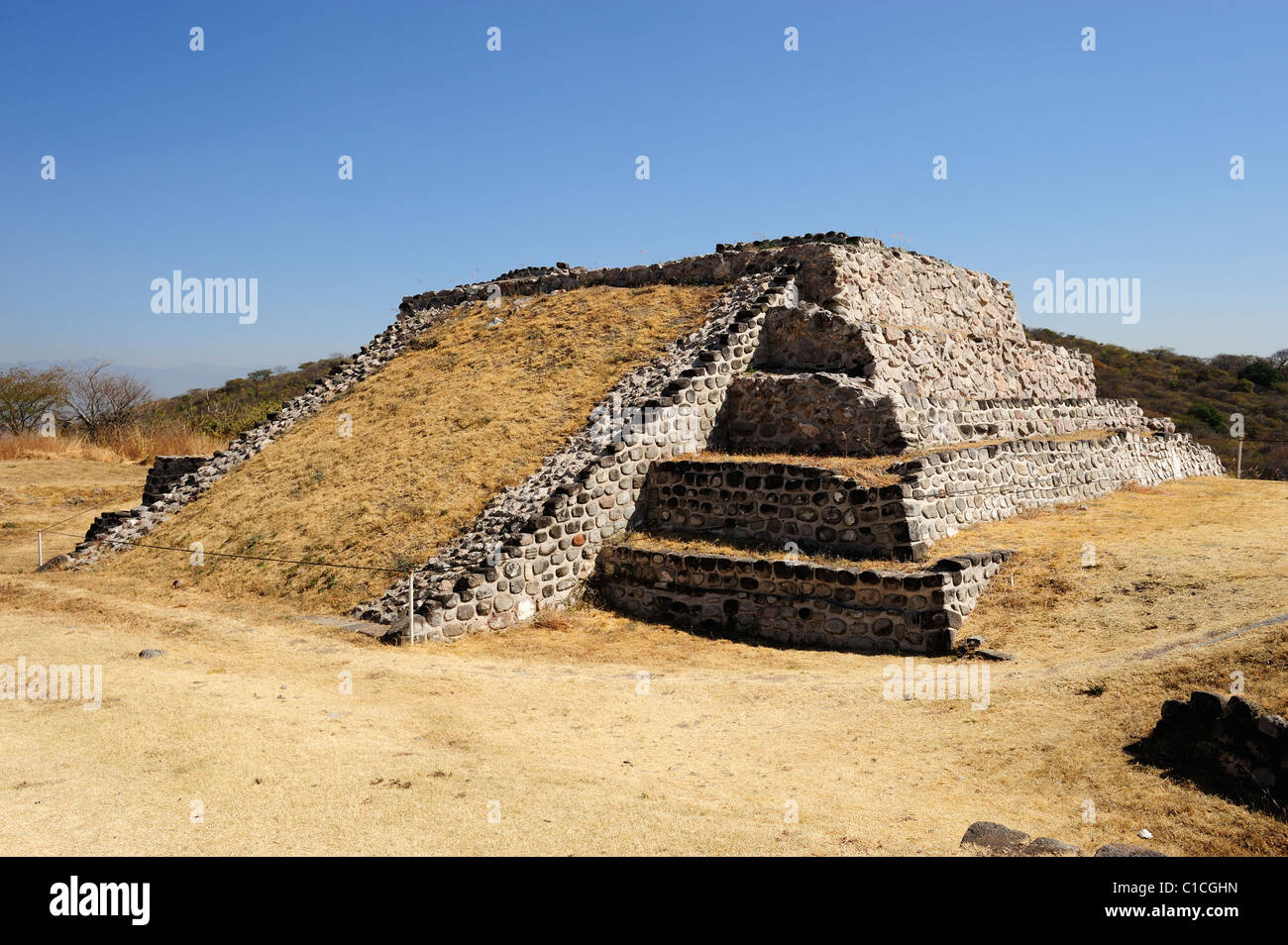 Small pyramid in lower plaza at Xochicalco in Morelos State, Mexico ...