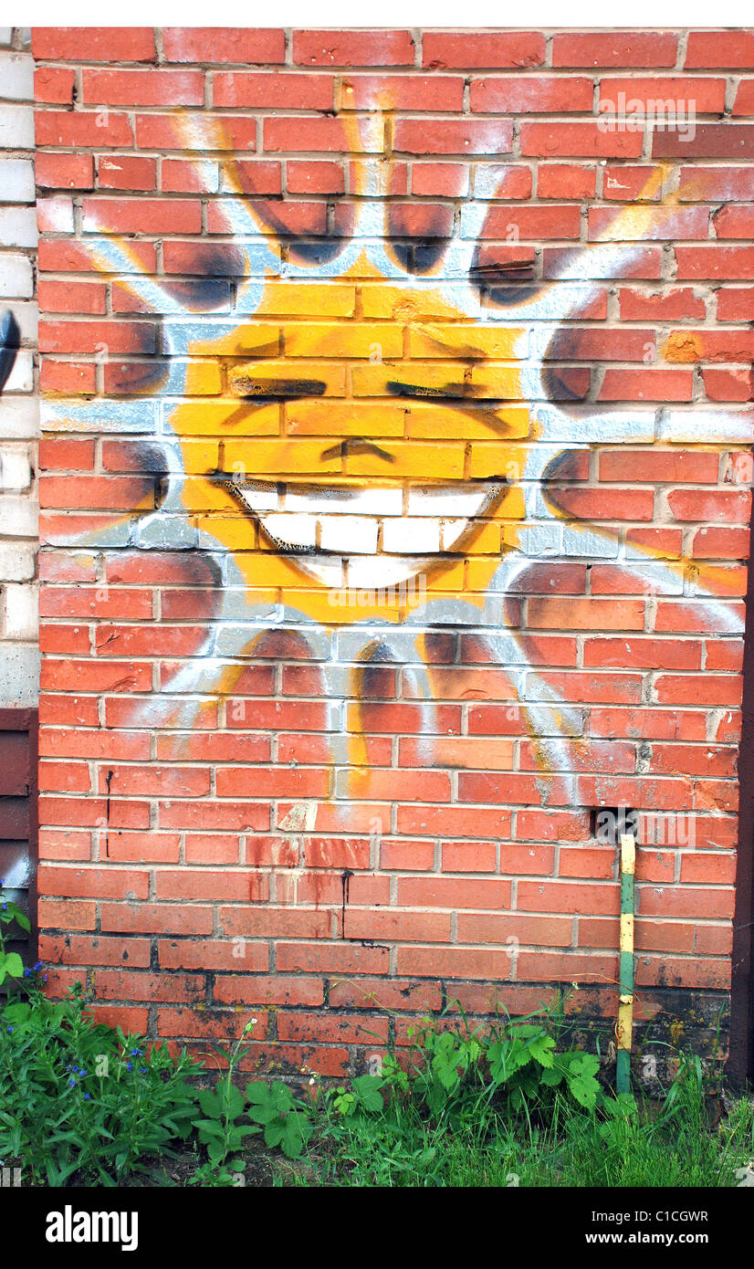 Smiley Head Brick Wall