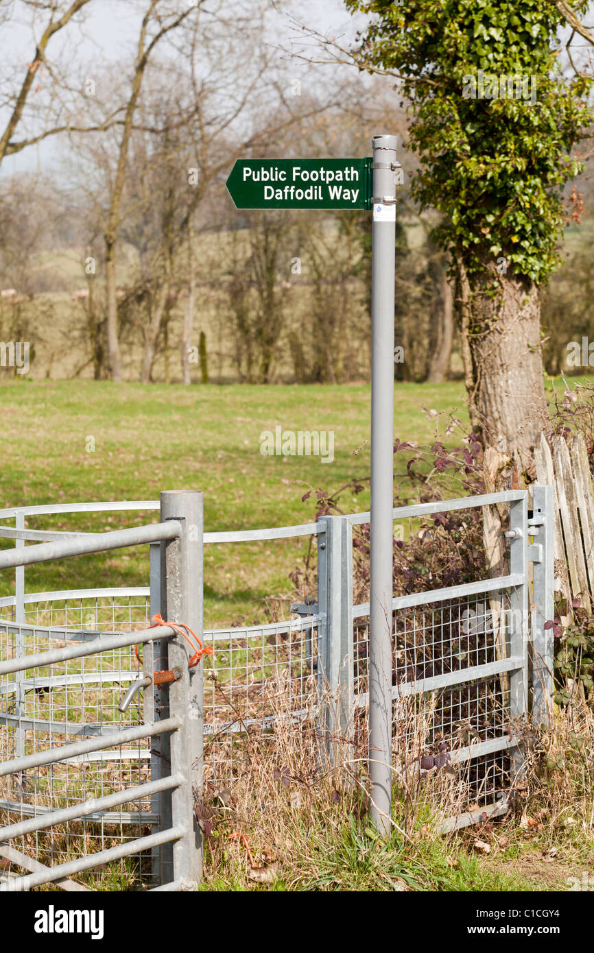 Public footpath sign for the Daffodil Way, a circular walk visiting ...