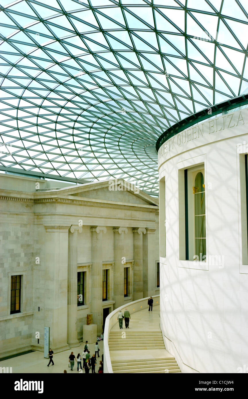 London, England, UK. British Museum. Interior courtyard and roof ...