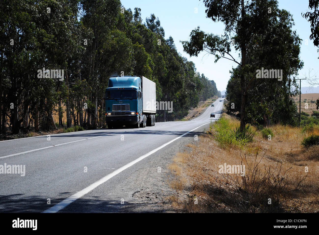 Truck in rural road, the evening light trip increase contrasts Stock ...