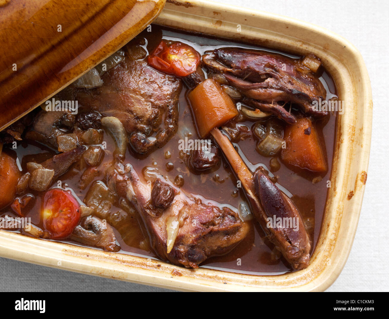 A rustic pot of rabbit stew traditional comfort main meals Stock Photo ...