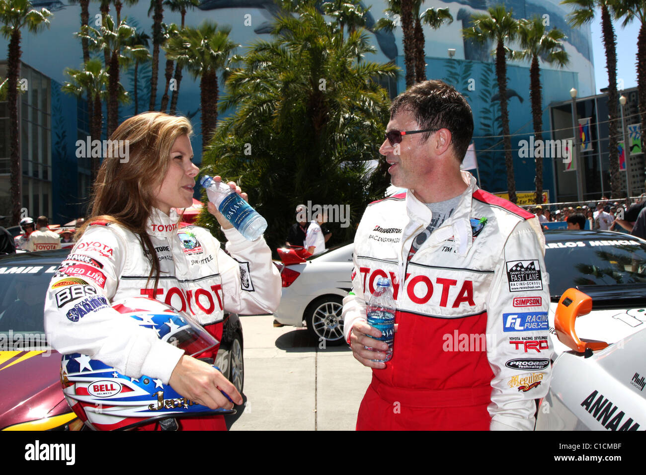 Jamie Little and Tim Daly Celebrity race practice session at the Toyota ...