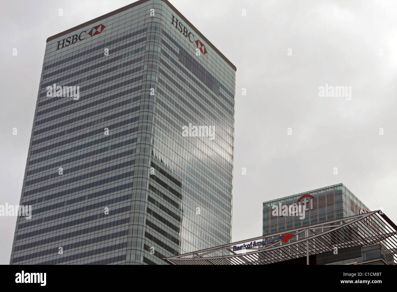 Some Bank buildings in Canary Wharf, London, England, including HSBC ...