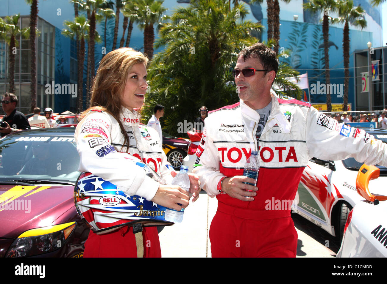 Jamie Little and Tim Daly Celebrity race practice session at the Toyota ...