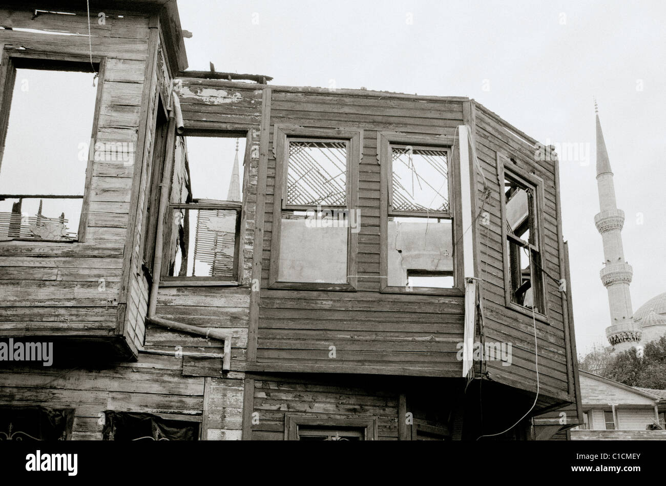Dilapidated Ottoman houses in Istanbul in Turkey in Middle East Asia ...