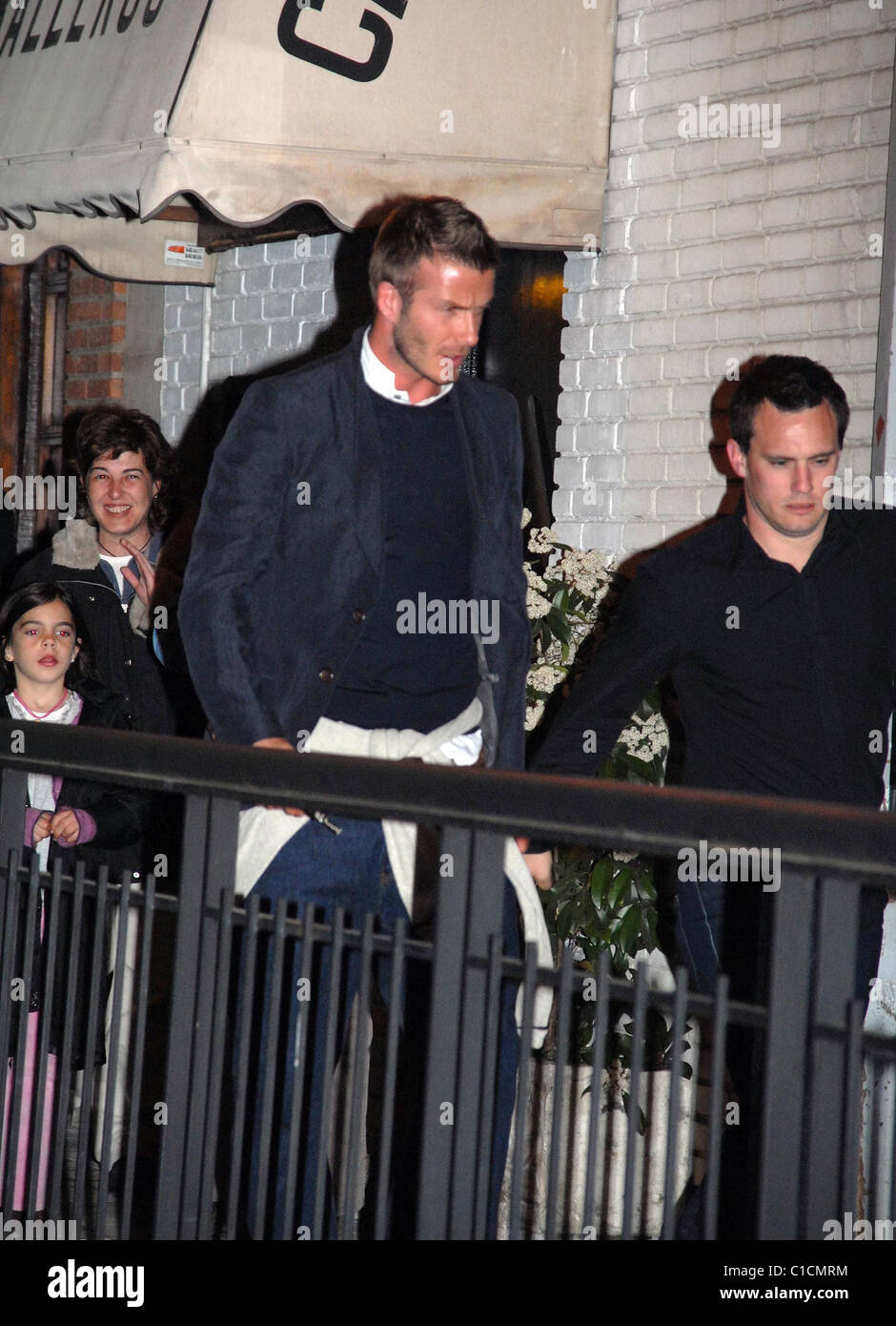 David Beckham leaving a restaurant after having dinner with former team ...