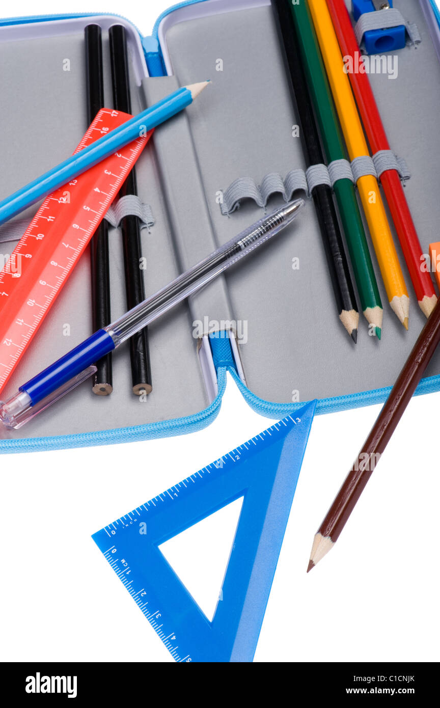 object on white - pencil case close up Stock Photo - Alamy