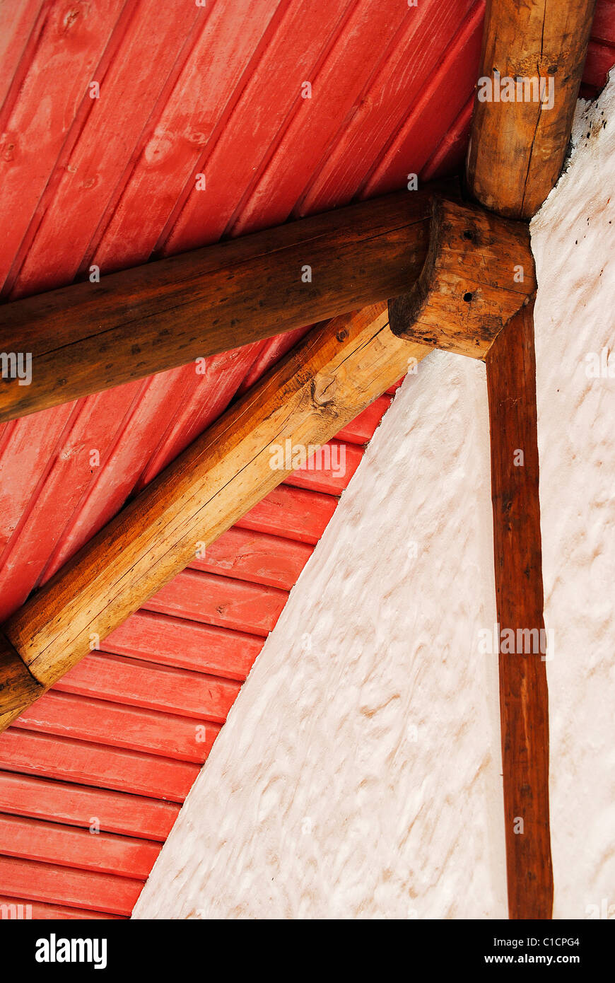 Round pine beams Stock Photo - Alamy