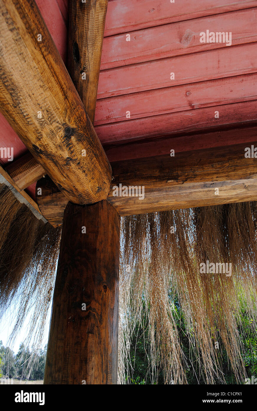 Round pine beams Stock Photo - Alamy