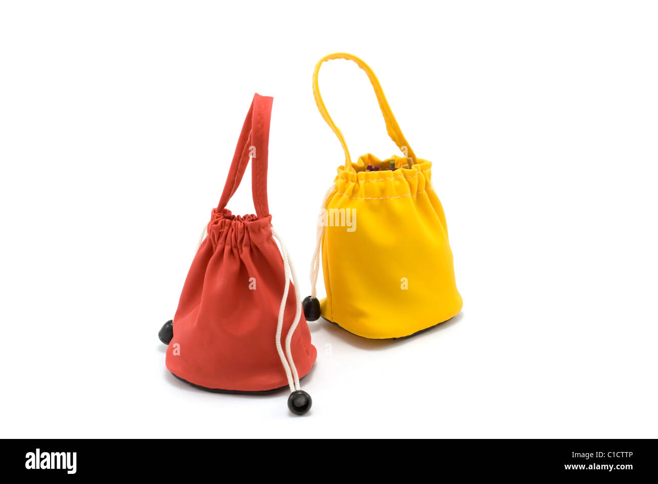 Red and yellow subarched bags insulated on white advantage Stock Photo ...
