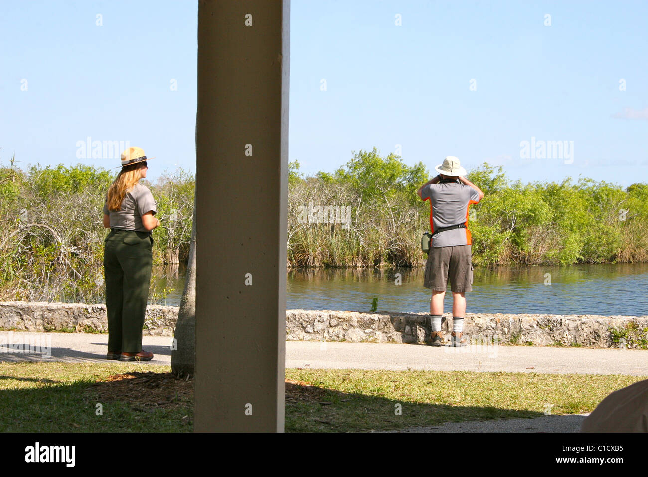 park ranger and visitor at the everglades national park Stock Photo - Alamy