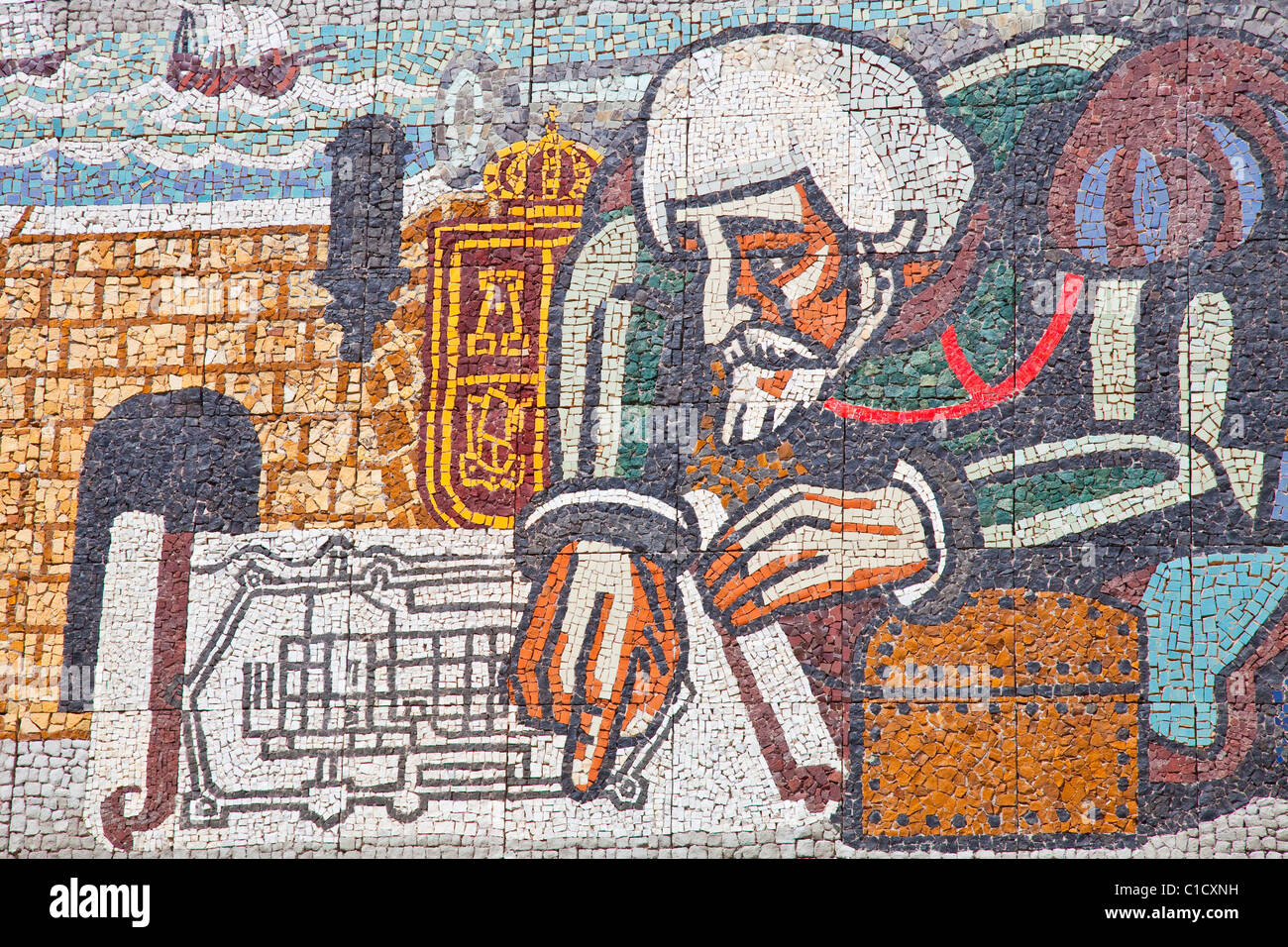 Fresco of Francisco de Montejo, founder of Campeche on the Parliament ...