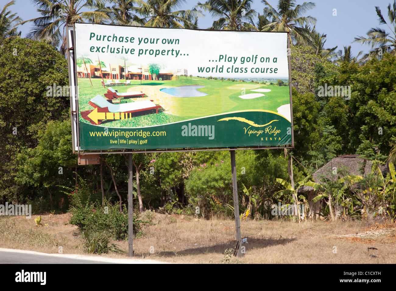 Signboard notice entrance Vipingo Ridge exclusive residential site and ...