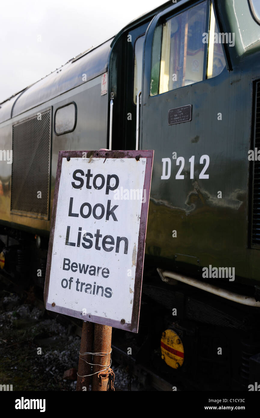 Stop look listen railway sign hi-res stock photography and images - Alamy