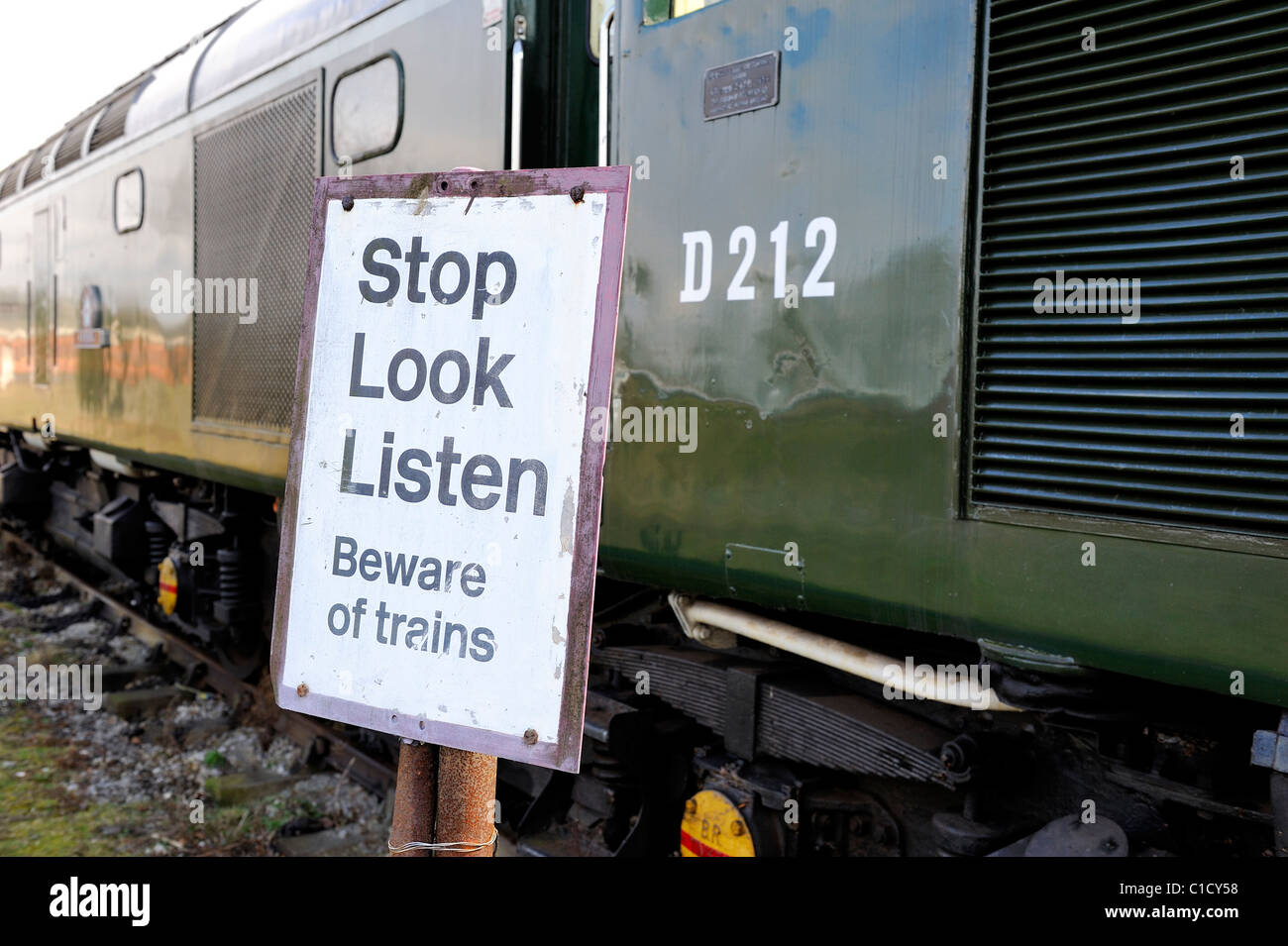stop look listen sign Stock Photo - Alamy