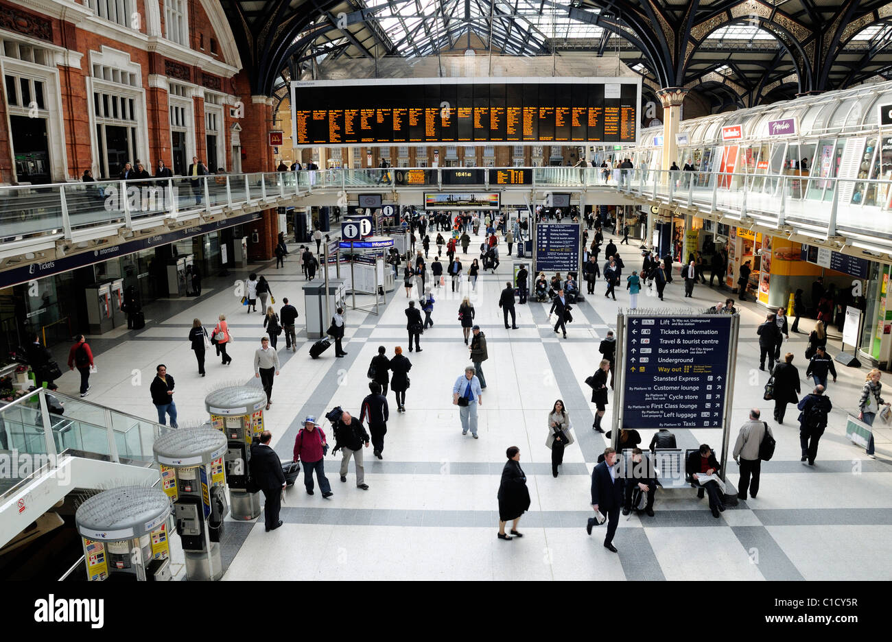 Passengers on the concourse of Liverpool Street Station London England ...