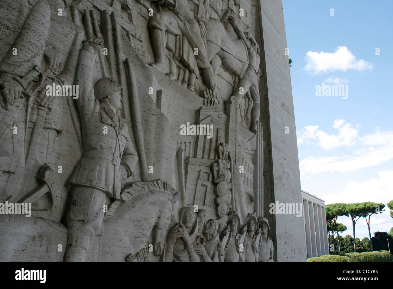 fascist bass relief mural in the EUR district in rome Stock Photo - Alamy