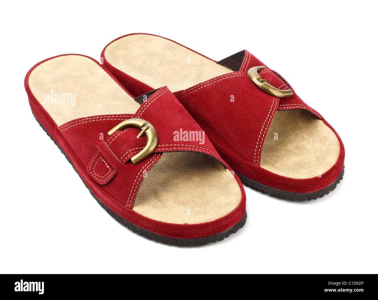 red slippers isolated on white Stock Photo - Alamy
