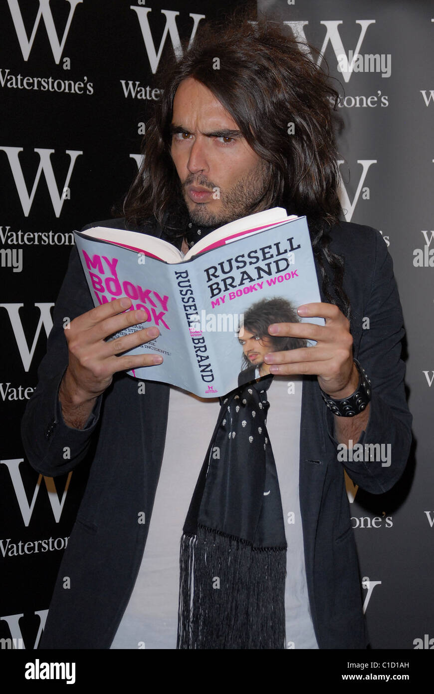 Russell Brand signs copies of his new book "My Booky Wook" at ...