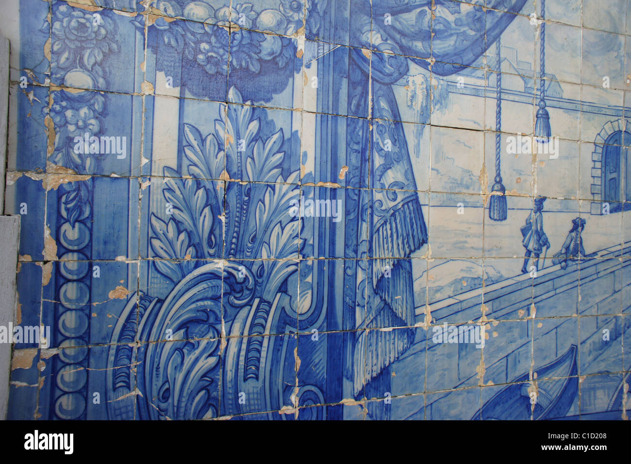 Detail of painted tiles in a monument Stock Photo - Alamy