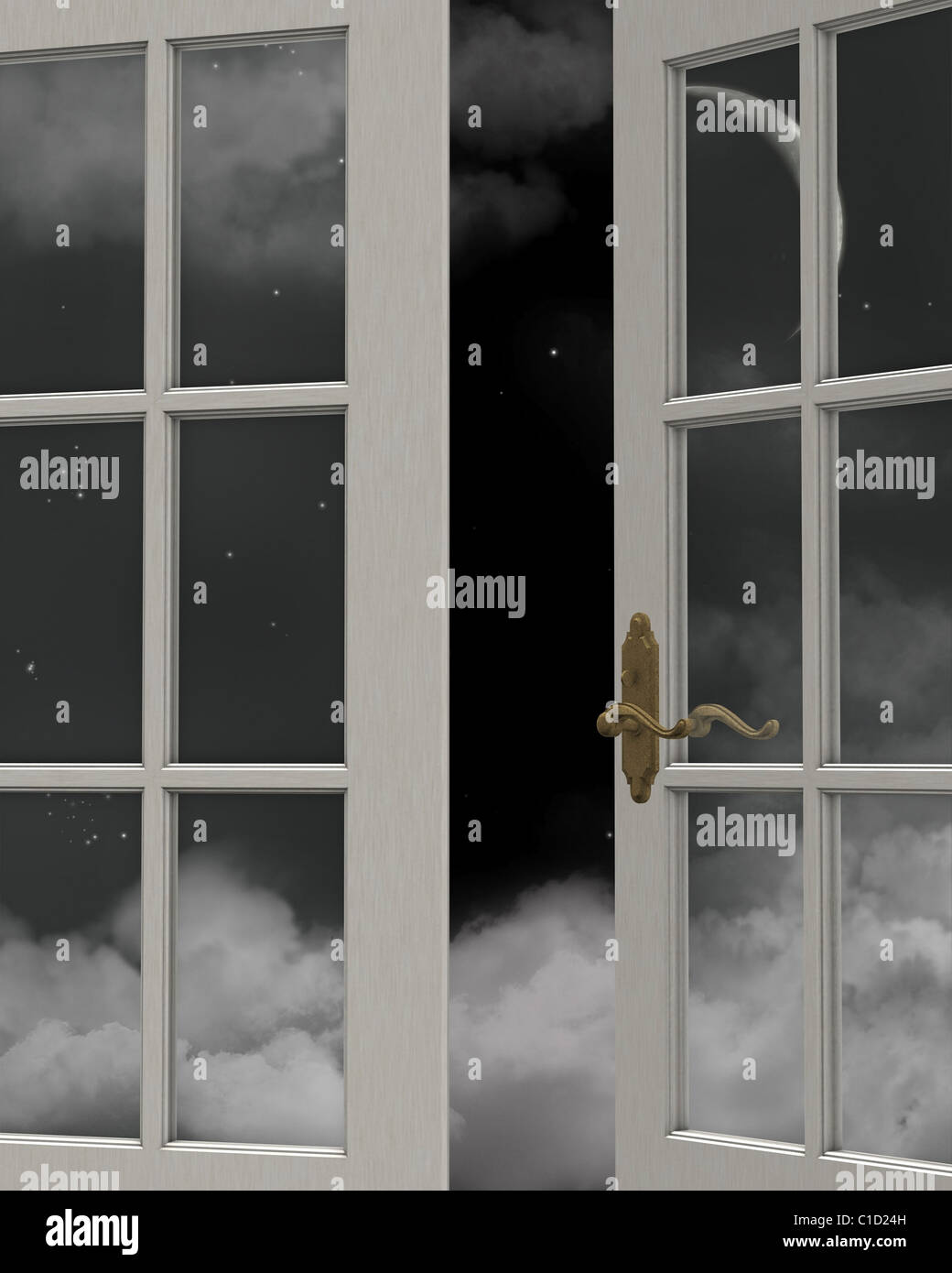 Night Time Sky Window View Stock Photo - Alamy