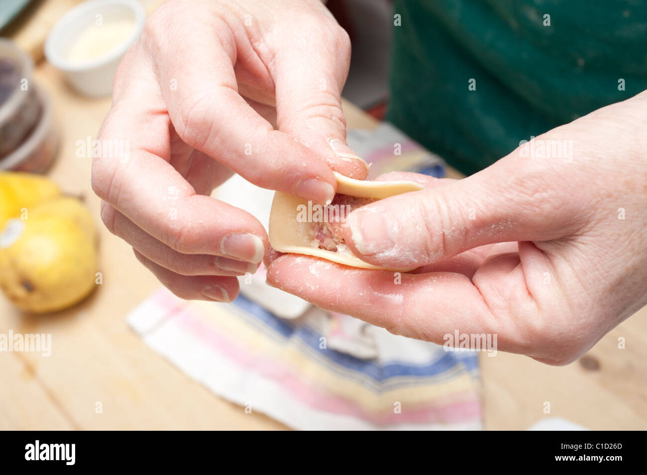 Making cappelletti from scratch Stock Photo - Alamy